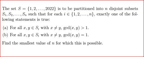 Solved The set S={1,2,dots,2022} ﻿is to be partitioned into | Chegg.com