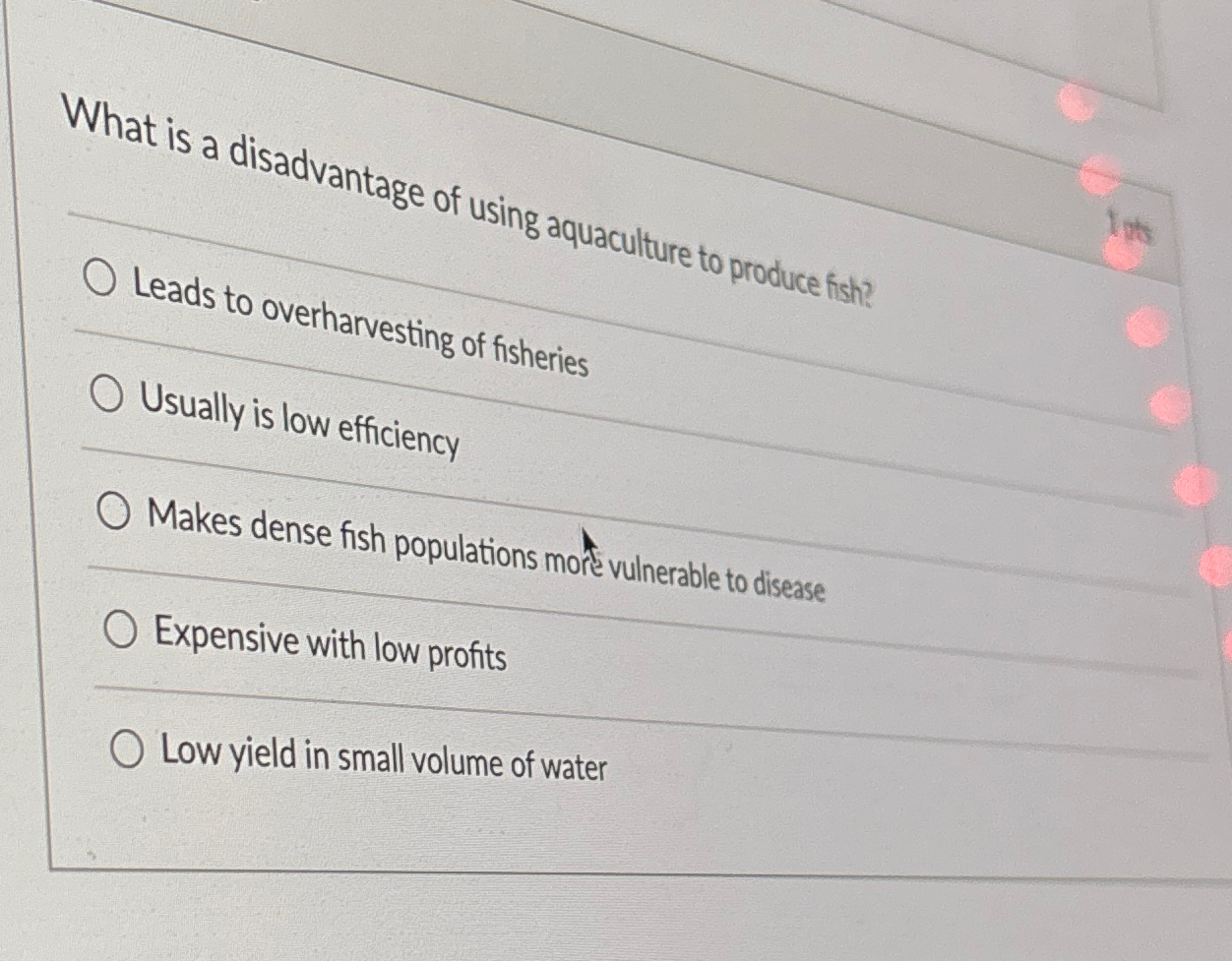 Solved What is a disadvantage of using aquaculture to | Chegg.com