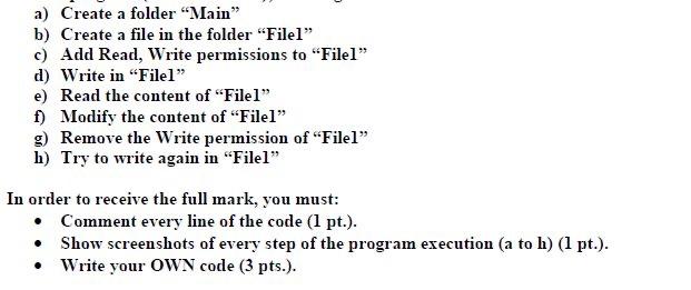 Solved a) Create a folder "Main" b) Create a file in the | Chegg.com