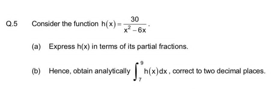 Solved 2.5 Consider the function h(x)=x2−6x30. (a) Express | Chegg.com
