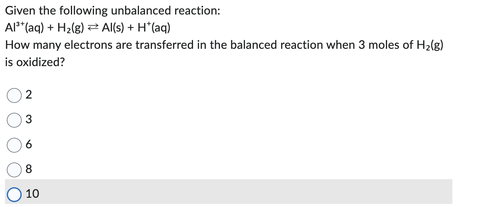 Solved Given the following unbalanced | Chegg.com