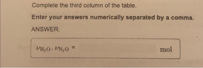 Complete the third column of the table. Enter your | Chegg.com
