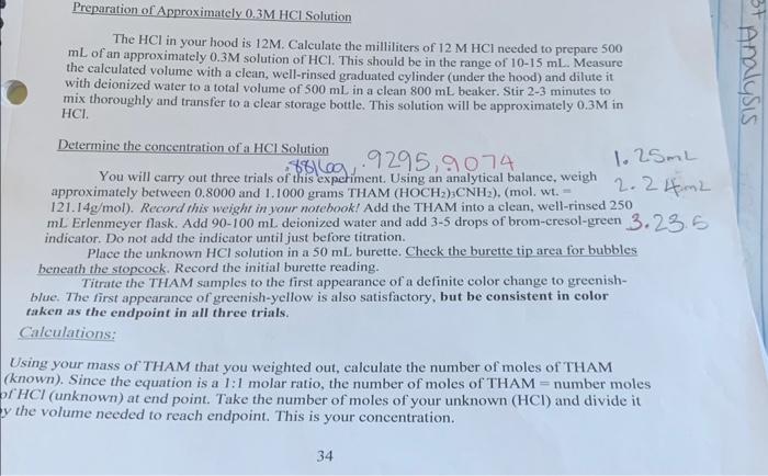 Solved The HCl in your hood is 12M. Calculate the | Chegg.com