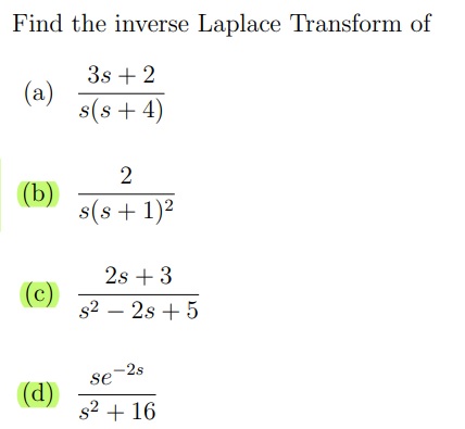 Solved Find the inverse Laplace Transform | Chegg.com
