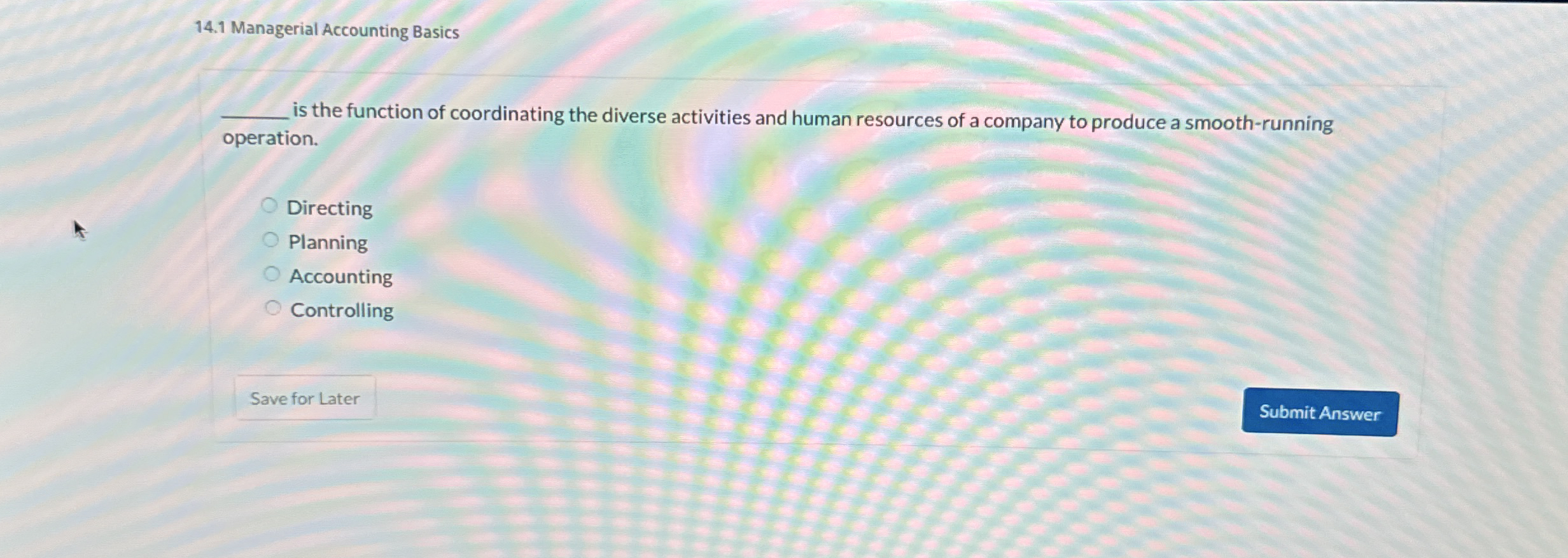 Solved 14.1 ﻿Managerial Accounting Basicsis the function of | Chegg.com