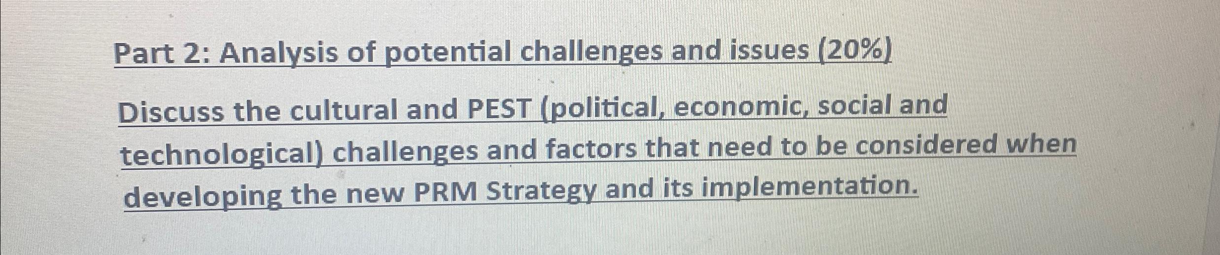 Solved Part 2: Analysis of potential challenges and issues | Chegg.com
