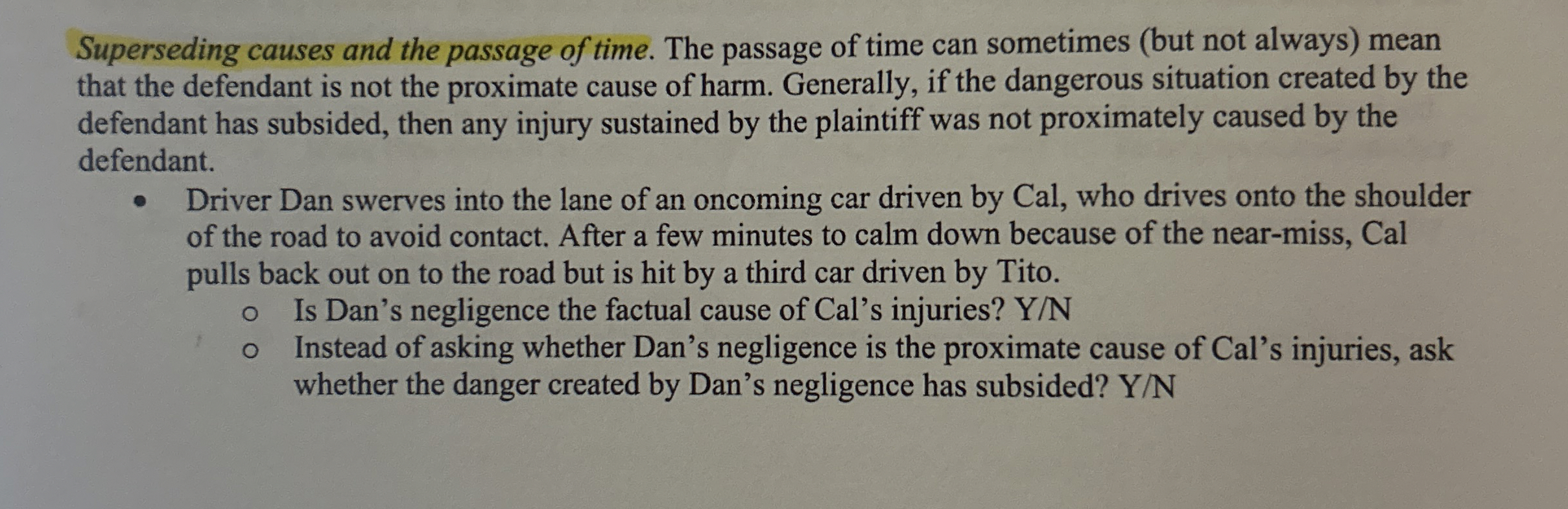 Solved Superseding causes and the passage of time. The | Chegg.com