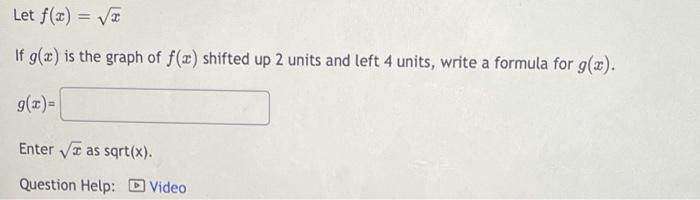 Solved Let f(x) = va Write a formula for a function g whose | Chegg.com