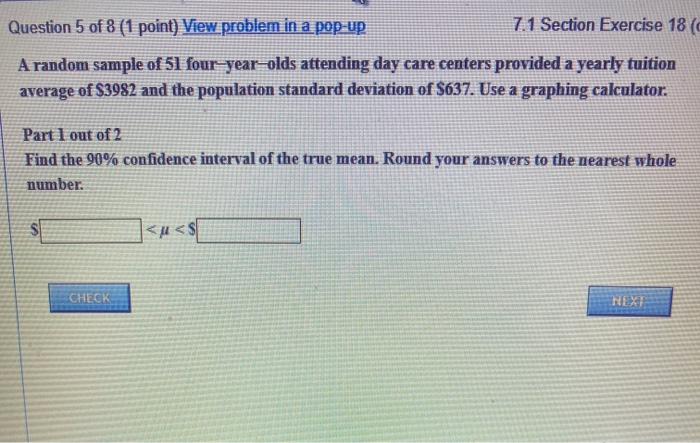 Solved Question 5 of 8 (1 point) View problem in a pop-up | Chegg.com
