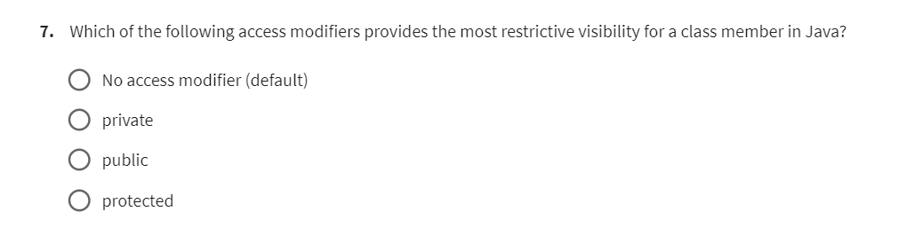 Solved Which of the following access modifiers provides the | Chegg.com