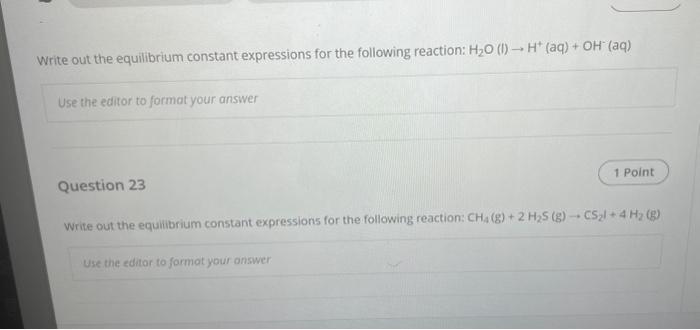 Solved Write out the equilibrium constant expressions for | Chegg.com