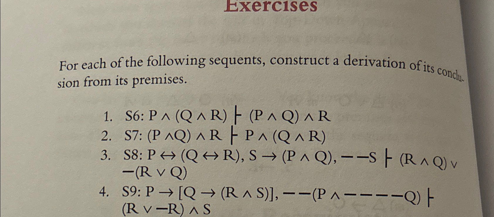 Solved ExercisesFor each of the following sequents, | Chegg.com