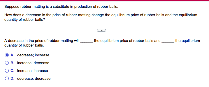 Solved Suppose rubber matting is a substitute in production | Chegg.com