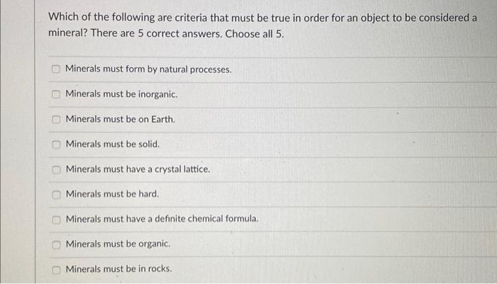 Solved Which of the following are criteria that must be true | Chegg.com