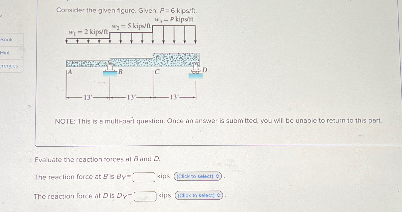 Solved Consider the given figure. Given: P=6kipsft.NOTE: | Chegg.com