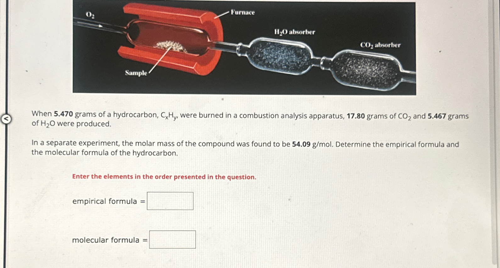 Solved When 5.470 ﻿grams of a hydrocarbon, CxHy, ﻿were | Chegg.com