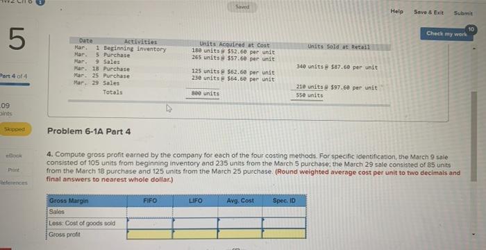 Solved Sarved Help Sove & Exit Submit 10 Check my work 5 | Chegg.com