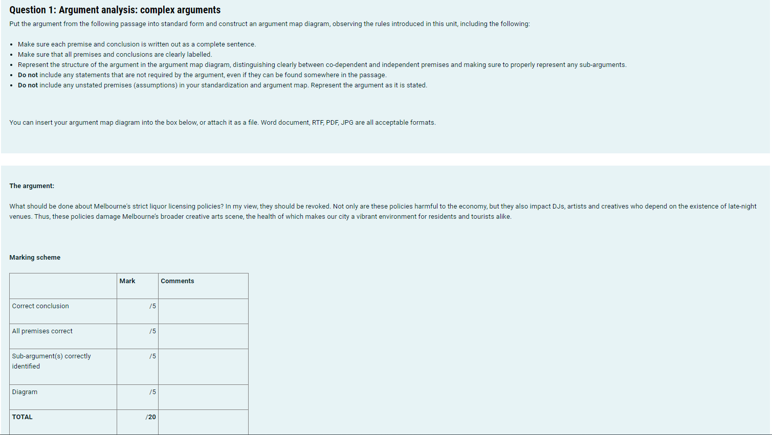 Solved The argument:Question 1: Argument analysis: complex | Chegg.com