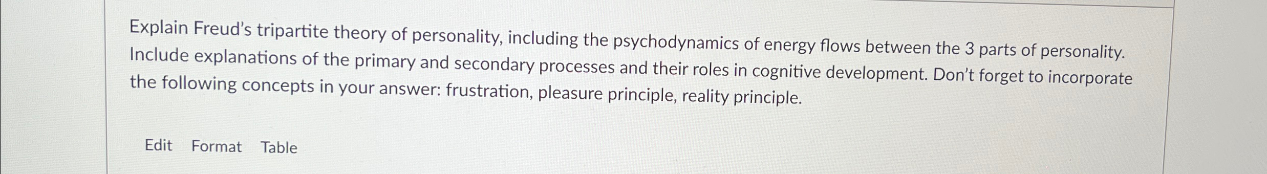 Solved Explain Freud's tripartite theory of personality, | Chegg.com