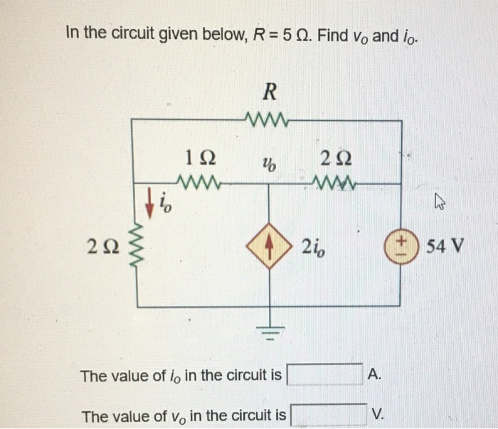 Solved In the circuit given below, R = 5 Q. Find vo and io. | Chegg.com