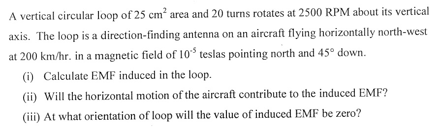 Solved A vertical circular loop of 25cm2 ﻿area and 20 ﻿turns | Chegg.com