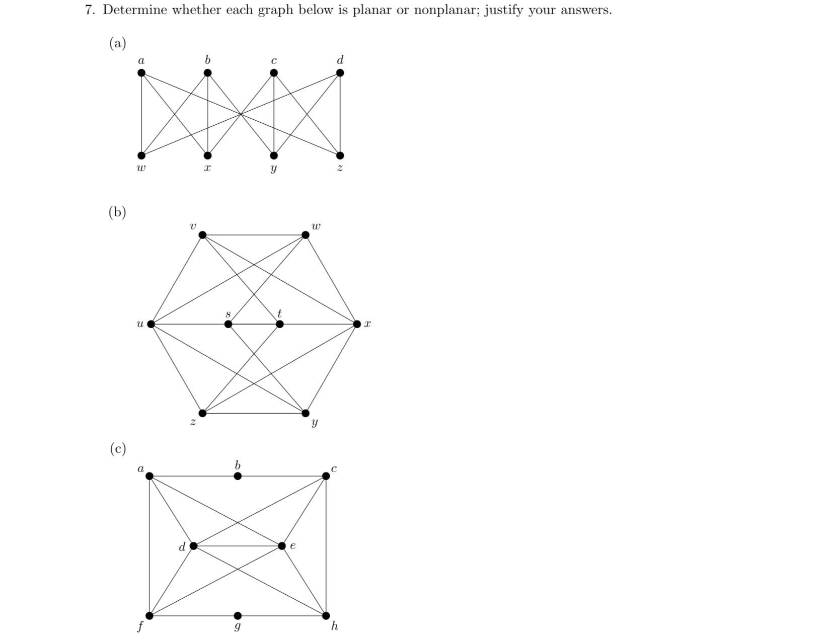 Solved Determine whether each graph below is planar or | Chegg.com