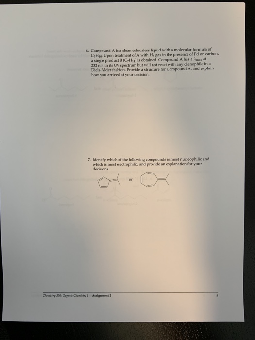 Solved 6. Compound A is a clear, colourless liquid with a | Chegg.com