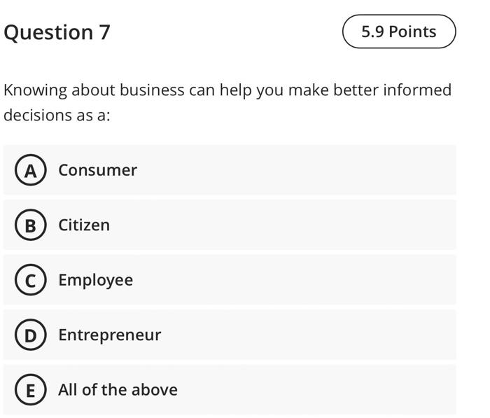 Solved Knowing about business can help you make better | Chegg.com