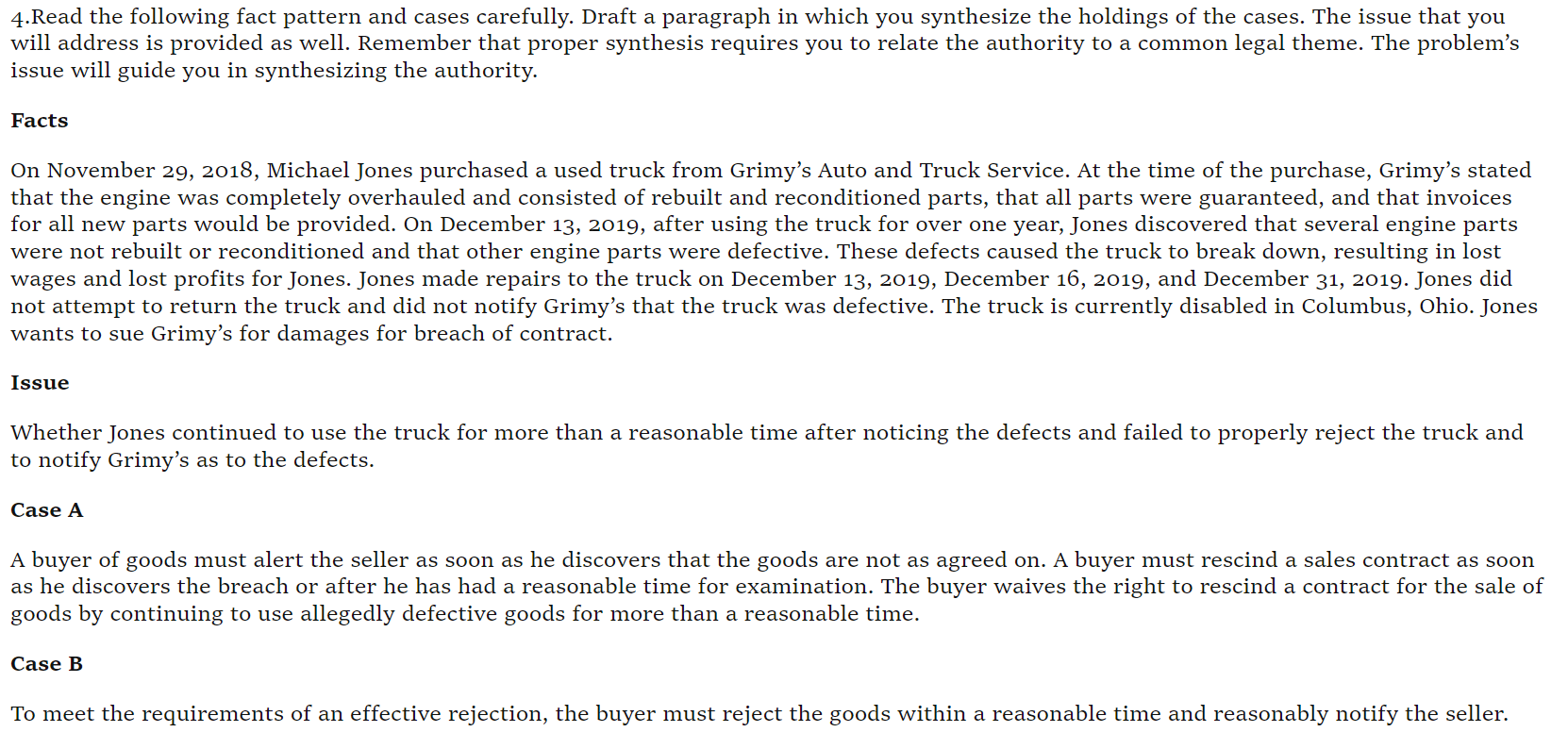 Solved Read the following fact pattern and cases carefully. | Chegg.com