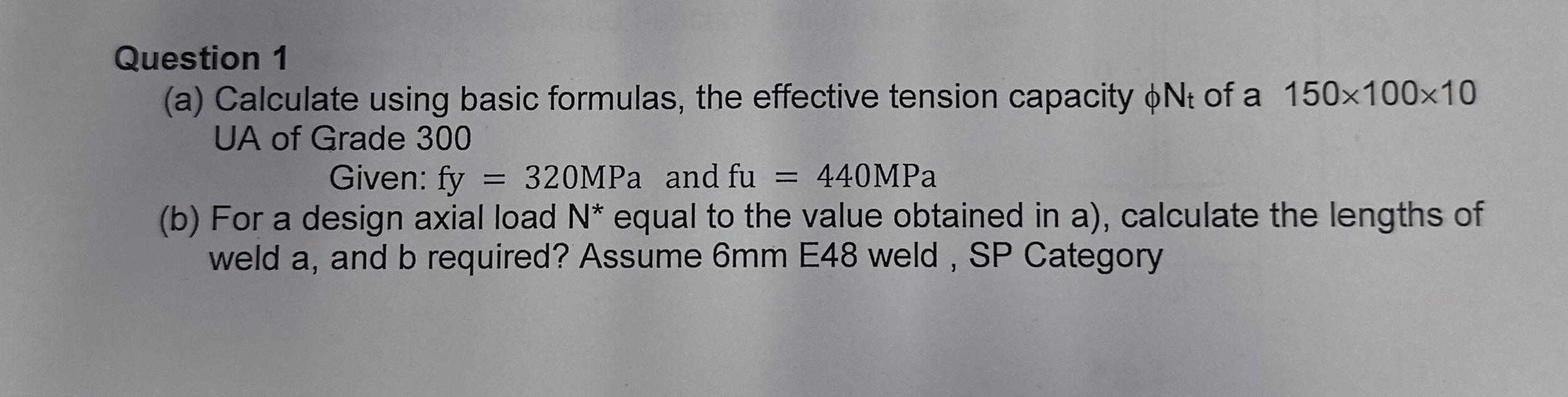 Solved Question 1(a) ﻿Calculate using basic formulas, the | Chegg.com