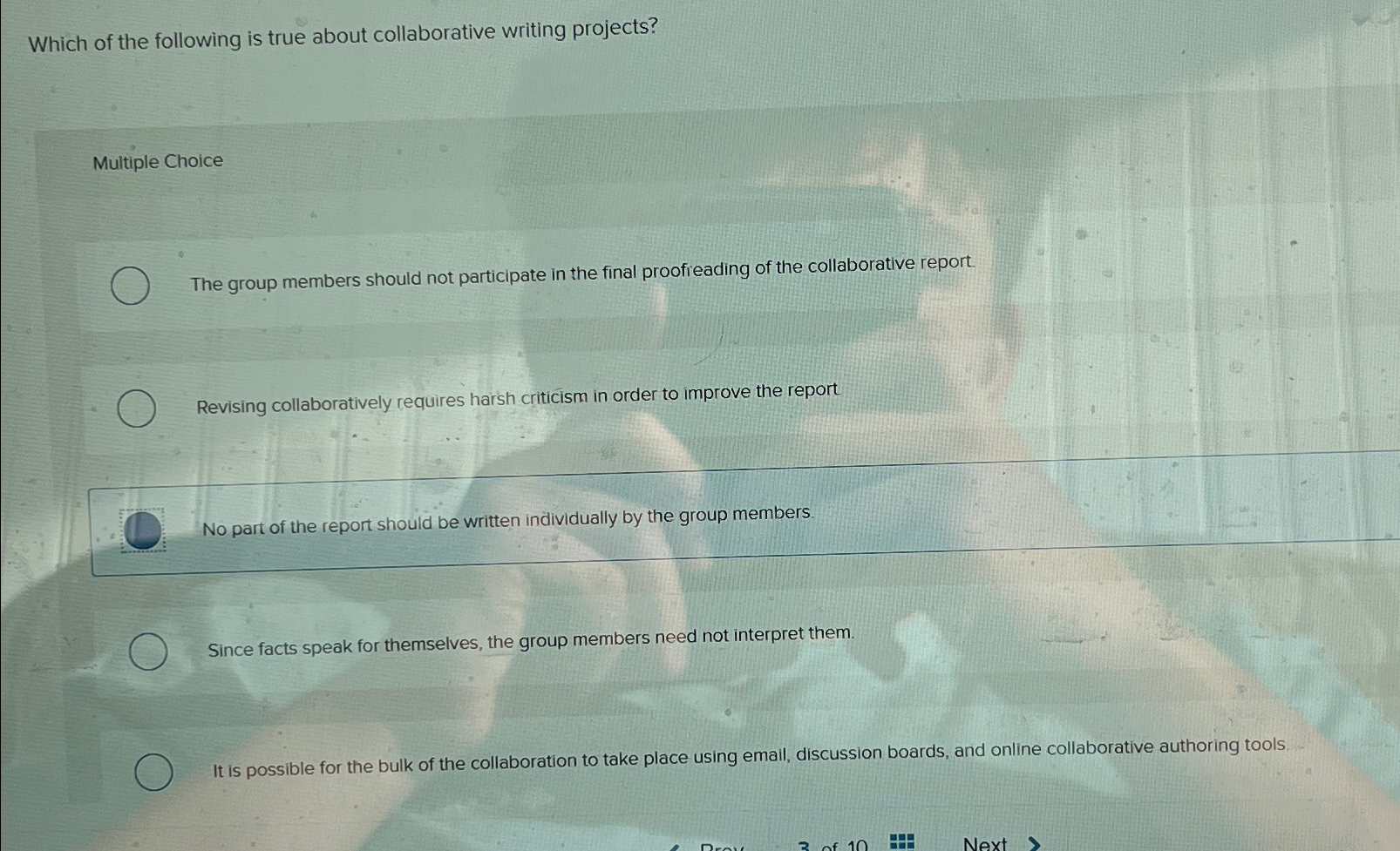 Solved Which of the following is true about collaborative | Chegg.com