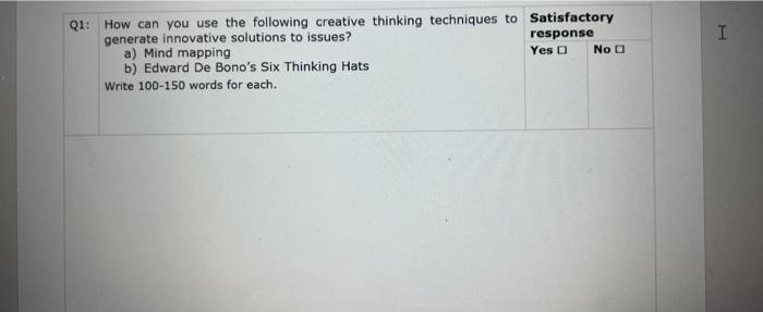 Solved Q1: How can you use the following creative thinking | Chegg.com