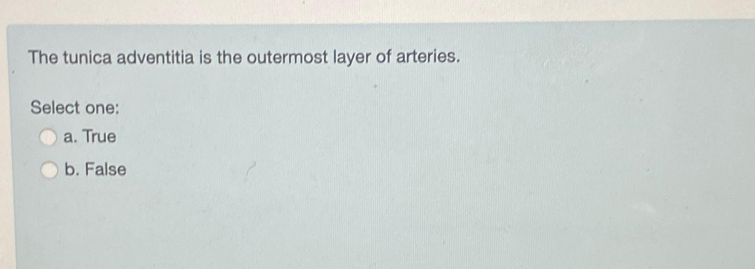 Solved The tunica adventitia is the outermost layer of | Chegg.com