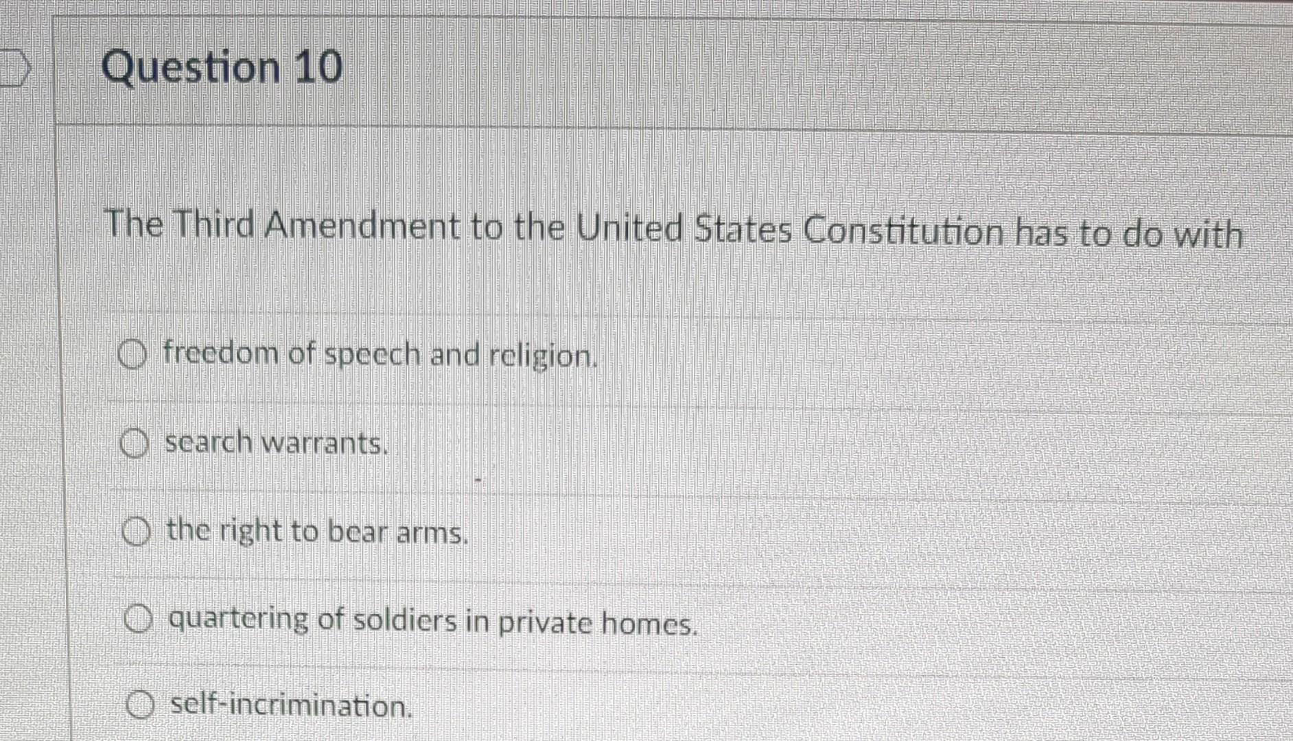 Solved The Third Amendment to the United States Constitution | Chegg.com