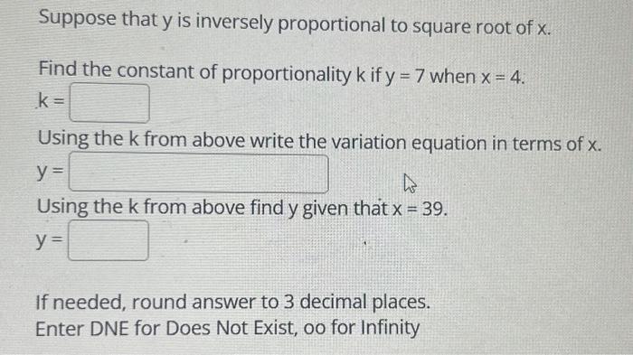 Solved Suppose that y is inversely proportional to square | Chegg.com