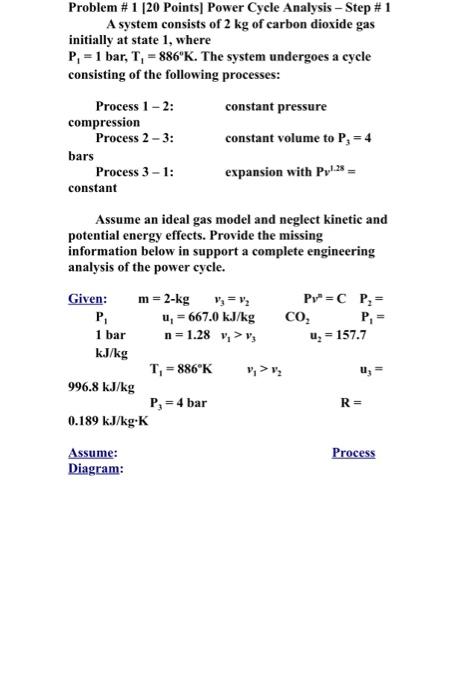 Solved Problem # 1 |20 Points Power Cycle Analysis - Step #1 | Chegg.com