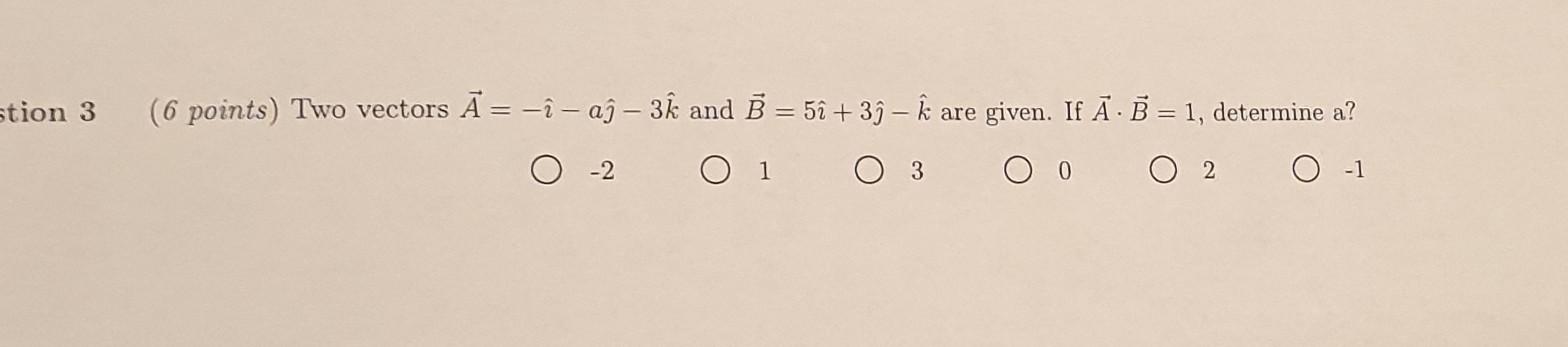 ion 3 ( 6 points) Two vectors A=− ^−a ^−3k^ and | Chegg.com