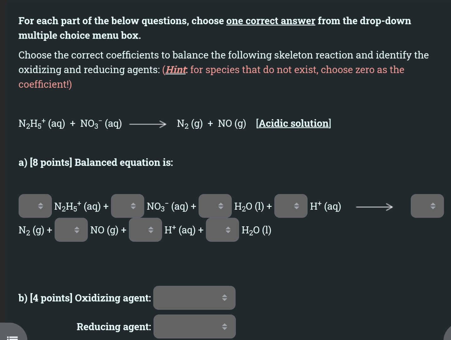 Solved For each part of the below questions, choose one | Chegg.com