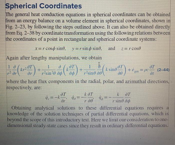 Solved Spherical Coordinates The general heat conduction | Chegg.com