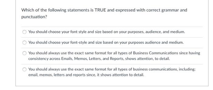 Solved Which of the following statements is TRUE and | Chegg.com
