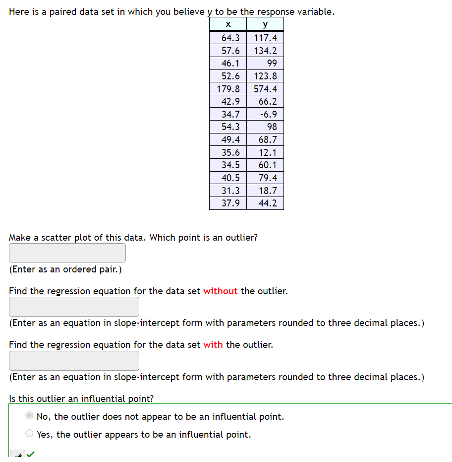 Here is a paired data set in which you believe y ﻿to | Chegg.com