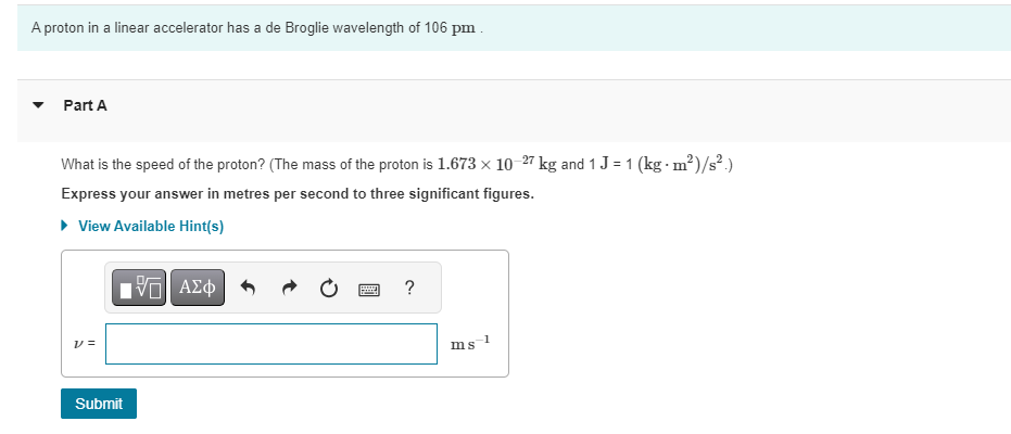 Solved A proton in a linear accelerator has a de Broglie | Chegg.com