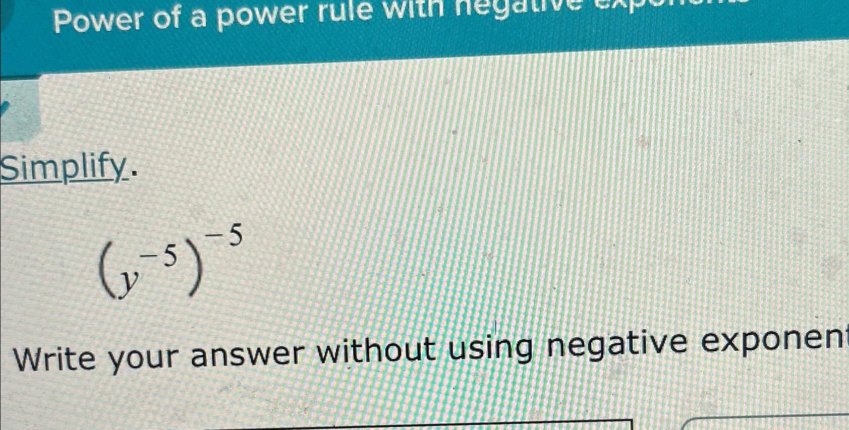 Solved Simplify.(y-5)-5Write your answer without using | Chegg.com