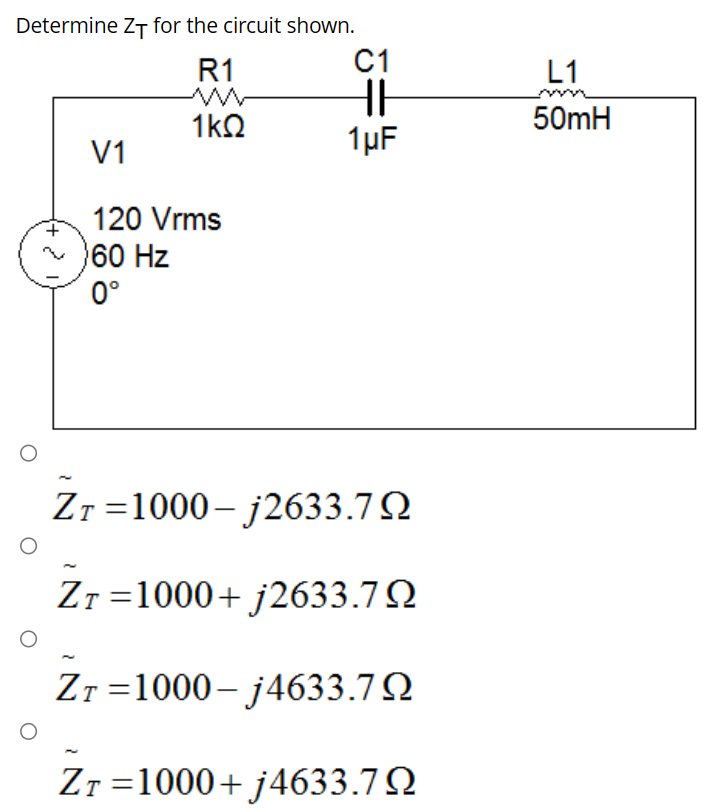 Solved Determine ZT ﻿for the circuit | Chegg.com