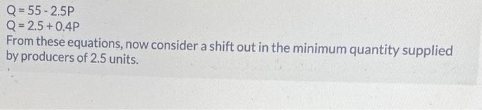 Solved Q = 55-2.5P Q = 2.5+0.4P From these equations, now | Chegg.com