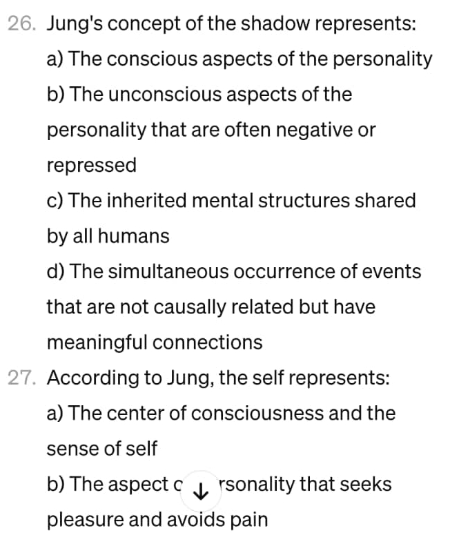 Solved Jung's concept of the shadow represents:a) ﻿The | Chegg.com