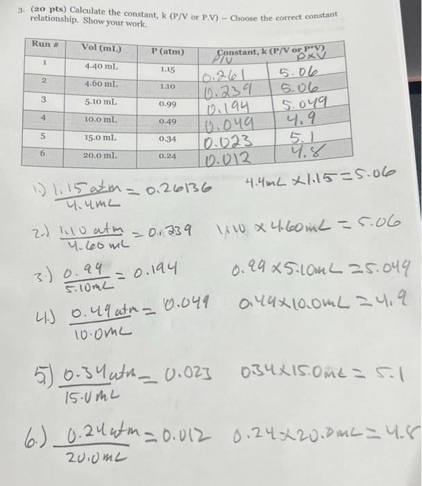 Solved 3. (20 pts) Calculate the constant, k(P/V or P.V) - | Chegg.com