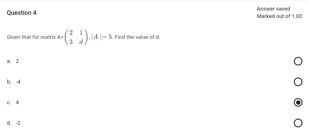 Solved Question 1 Answer saved Marked out of 1.00 Given that | Chegg.com