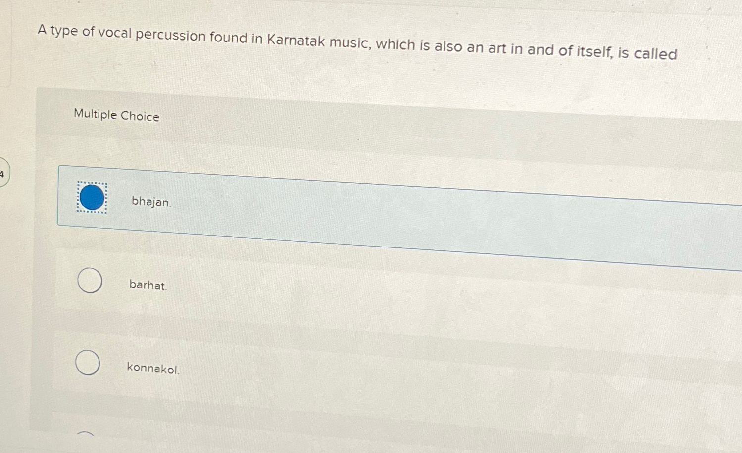 Solved A type of vocal percussion found in Karnatak music, | Chegg.com