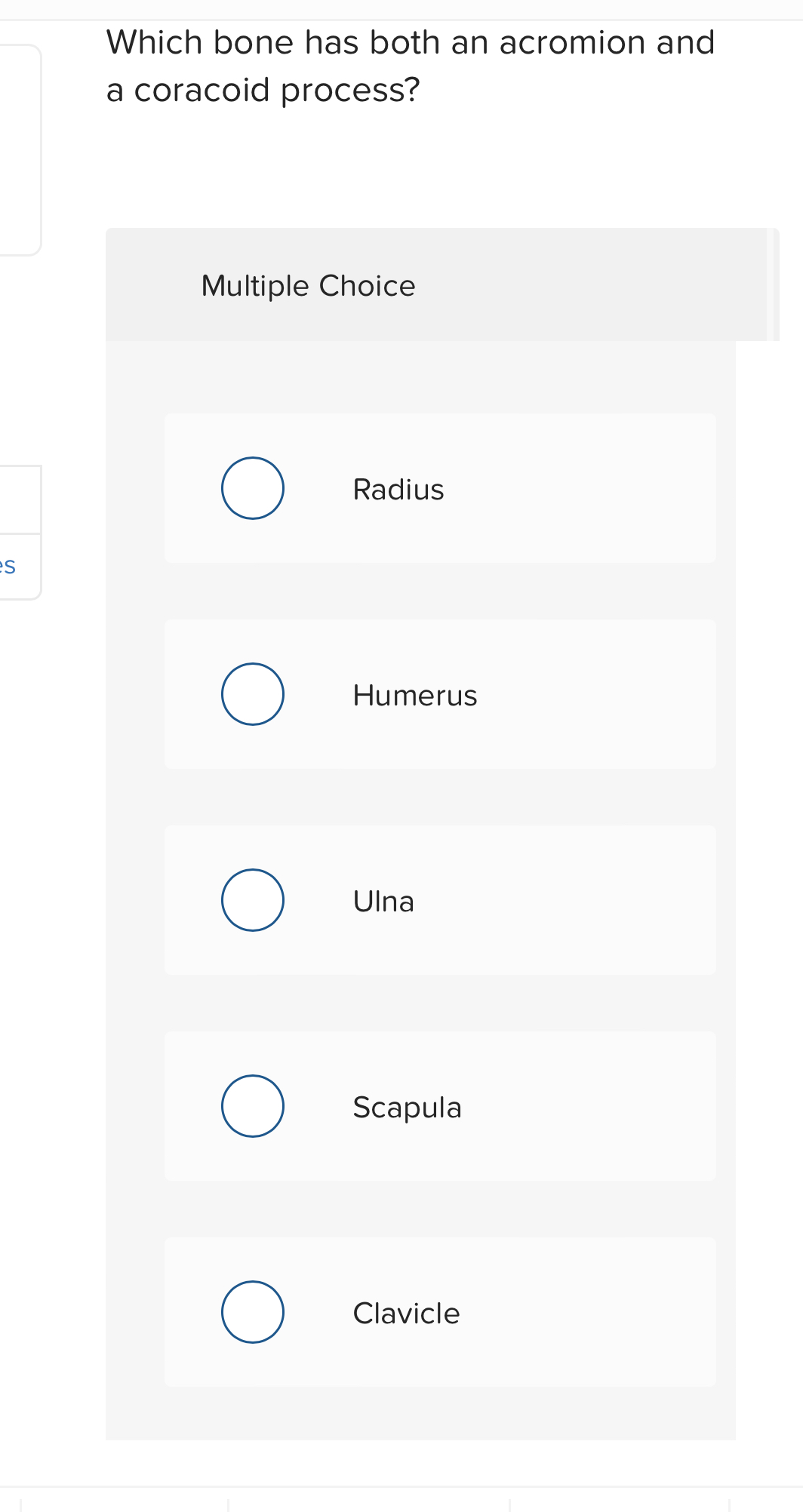 Solved Which bone has both an acromion and a coracoid | Chegg.com